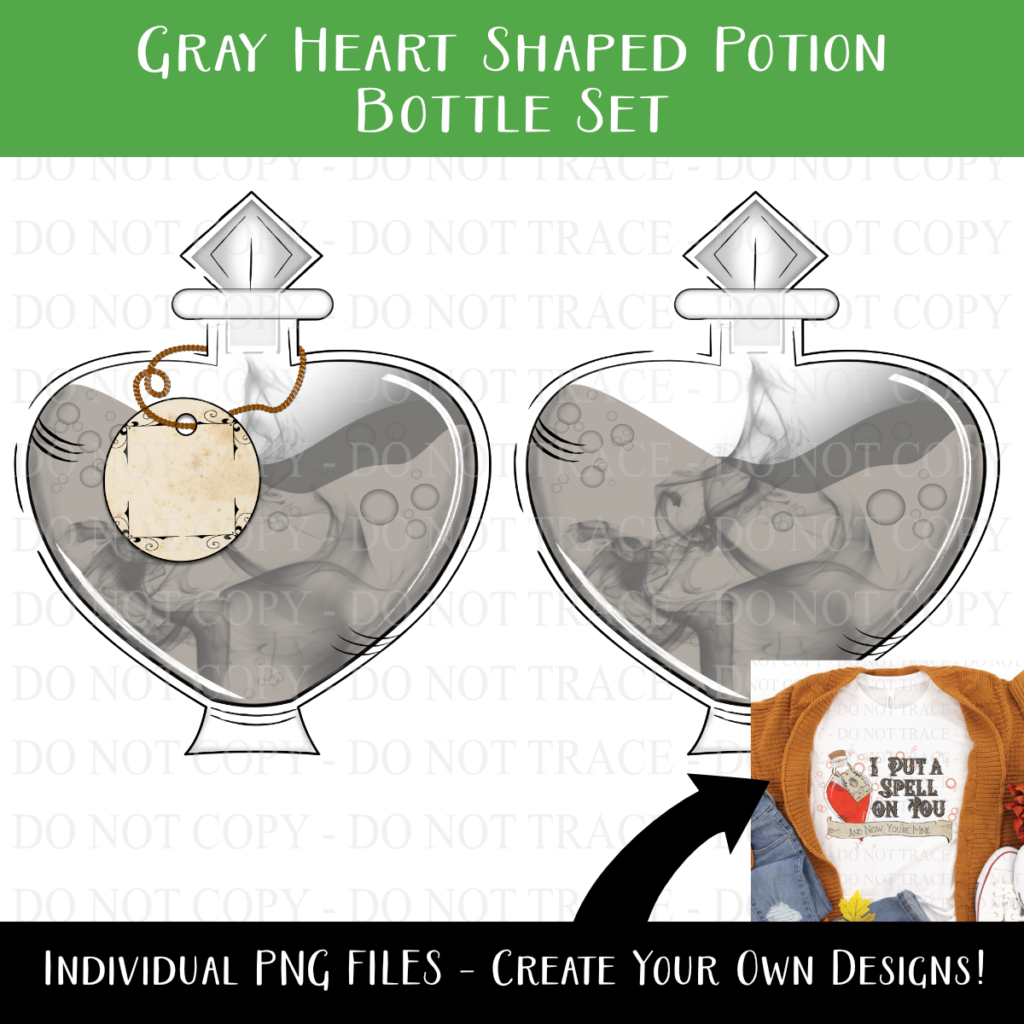 Gray Heart Potion Bottles – Design Element – Of Love and Shiplap